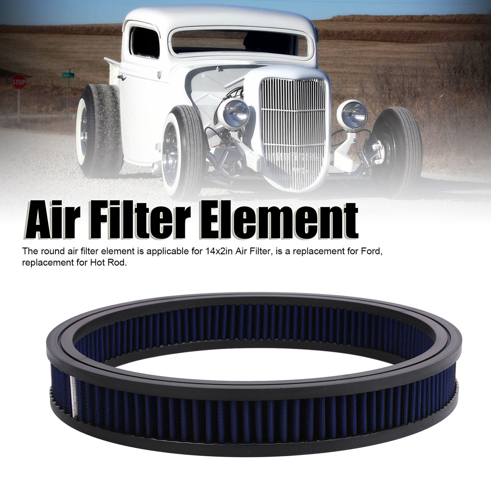 Blue High Flow Round Air Filter Element Washable Reusable Air Cleaner ...