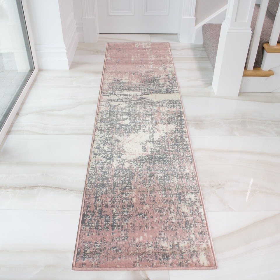 Blush Pink Grey Abstract Rug Small Large Rugs For Living Room Long Hall ...