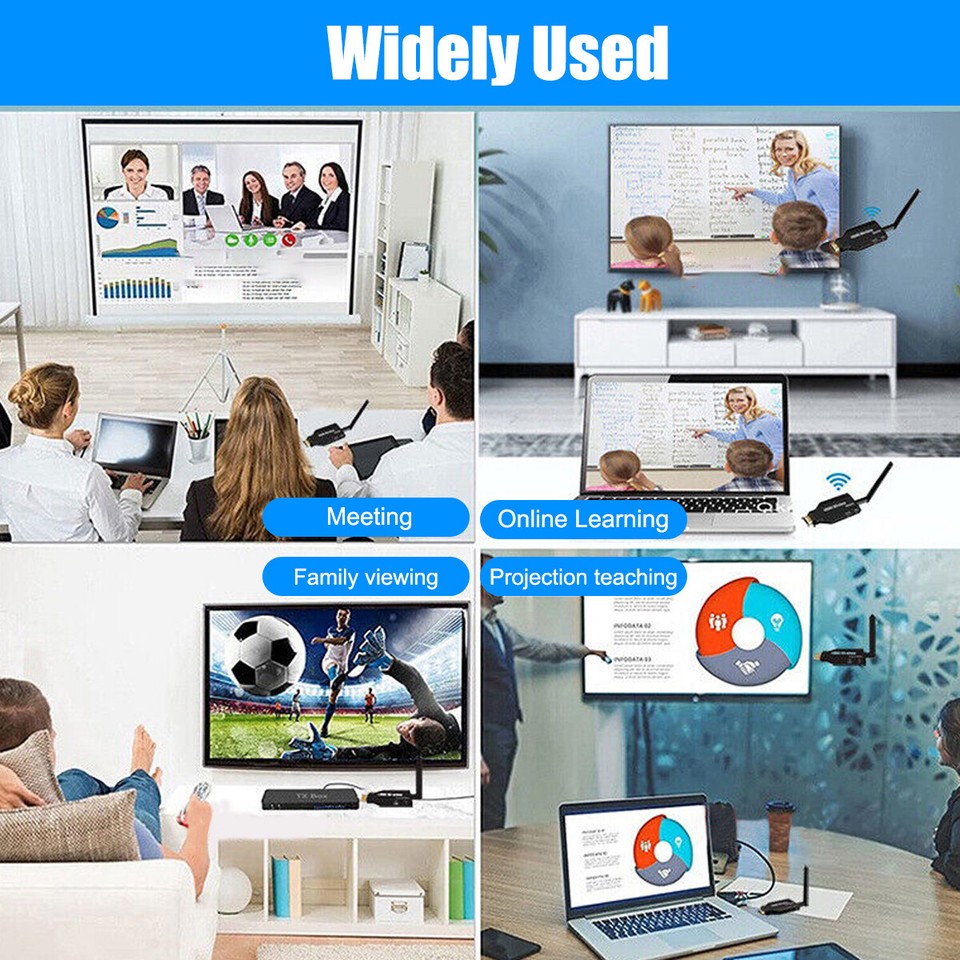 100M Wireless HDMI Video Transmitter & Receiver TV Stick Screen Share ...