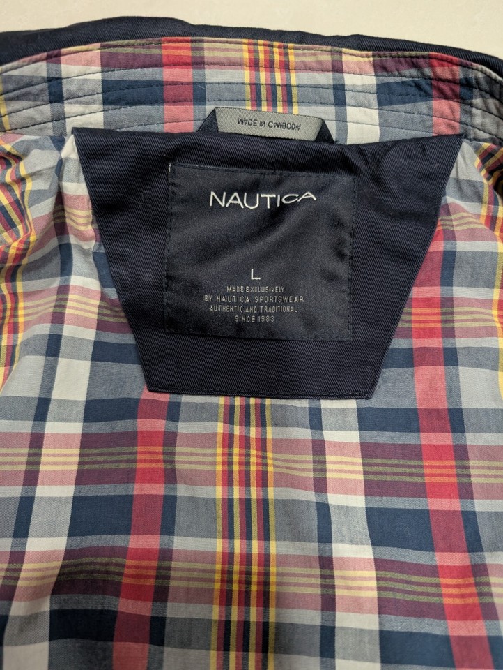 Nautica Swing Top Harrington Jacket L Navy Cotton Lining Authentic | eBay