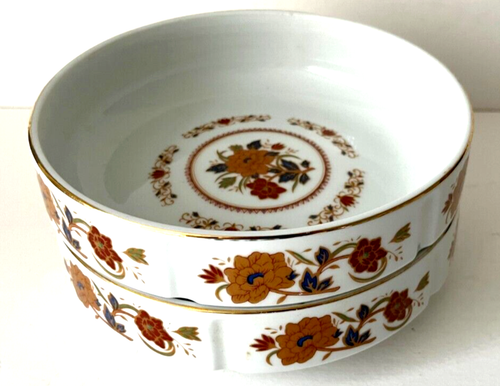 Vintage Asian Rice Bowls Set of 2 White Porcelain Orange Floral | eBay ...