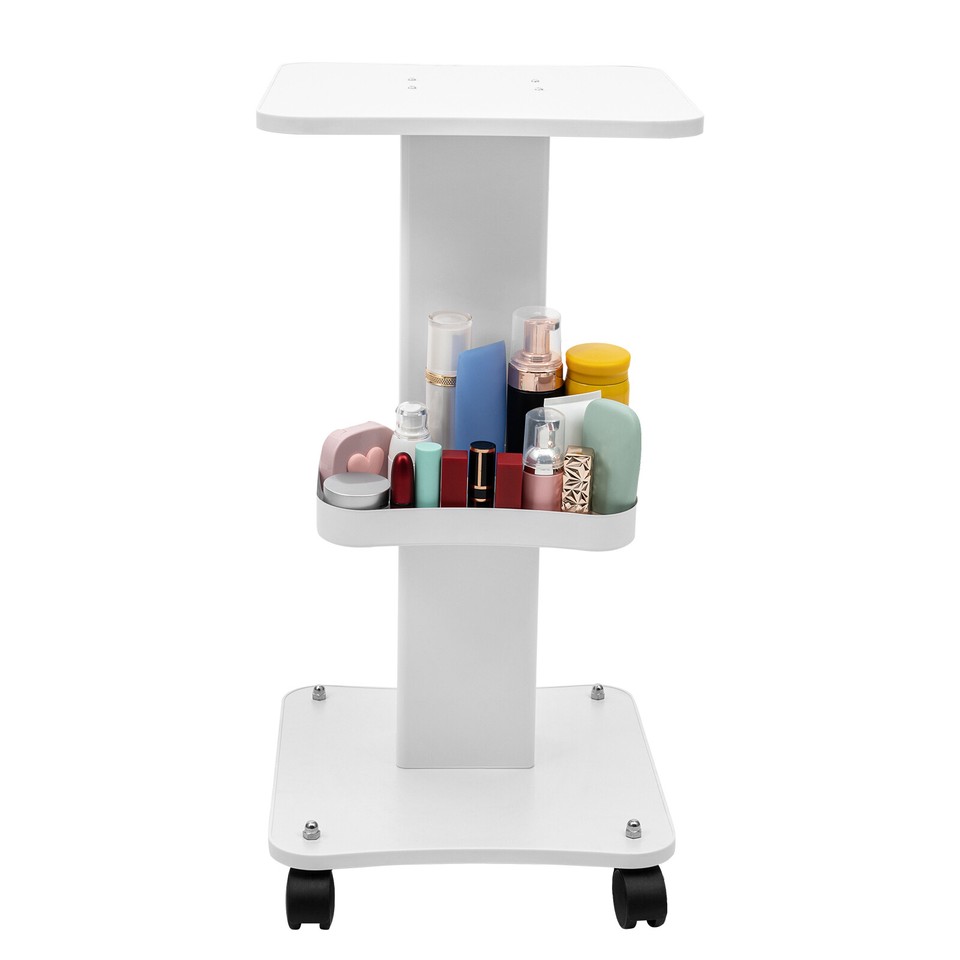 Medical Mobile Trolley Stand with 4 Wheels White Beauty Salon Organizer ...