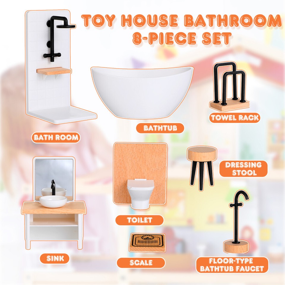 1 Set Mini Bathroom Model Set Dollhouse Furniture Miniature Bathroom ...