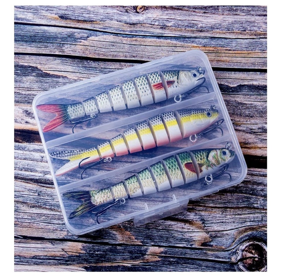 Fishing Tackle Box Waterproof Plastic Double Layer + 13 Lures NEW | eBay