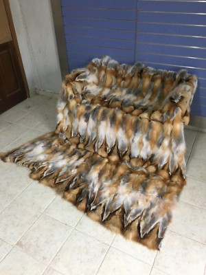 Luxury Red Fox Fur Throw Real Red Fox Fur Blanket / Bedspread Big Size ...