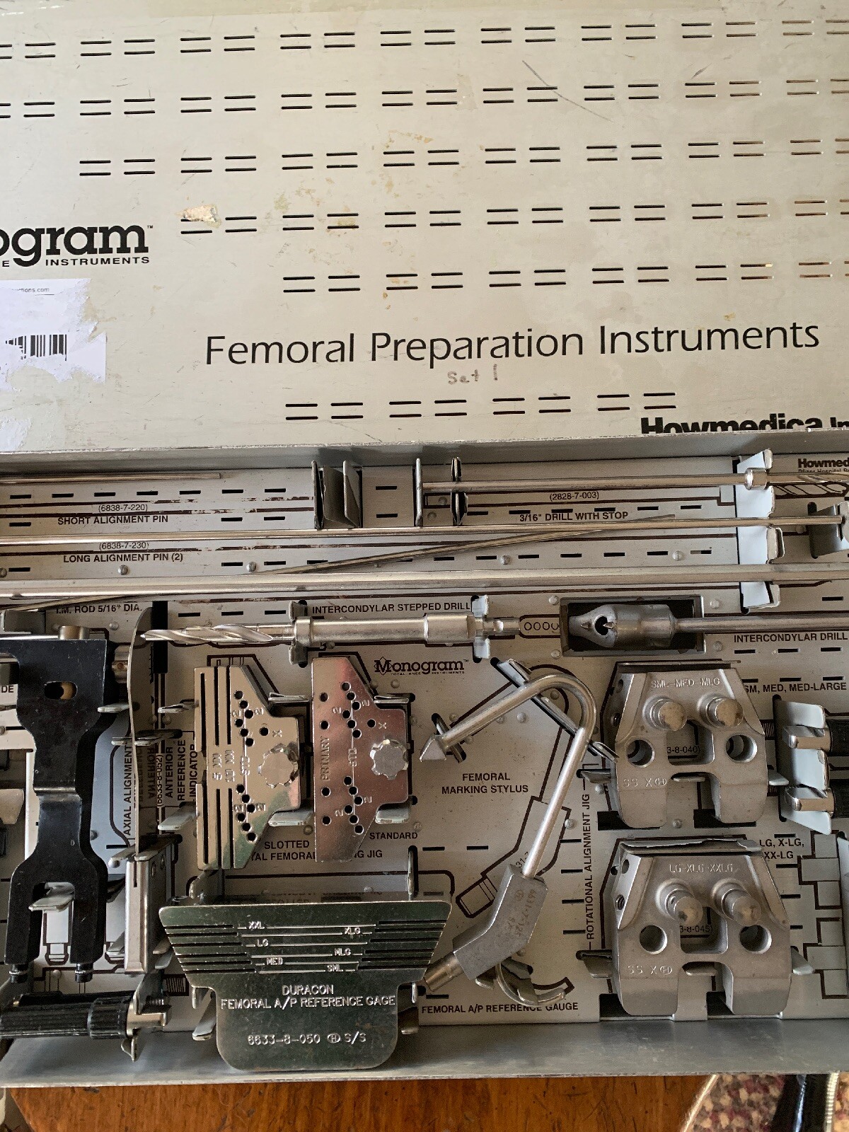 Monogram Howmedica Femoral Preparation Instruments Case 6633-9-200 for ...