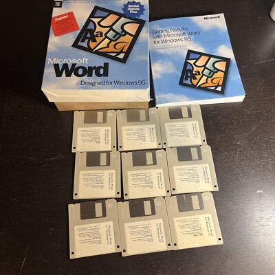 Microsoft MS Word for Windows 95 & NT Upgrade 3.5" Floppy Disks Vintage ...