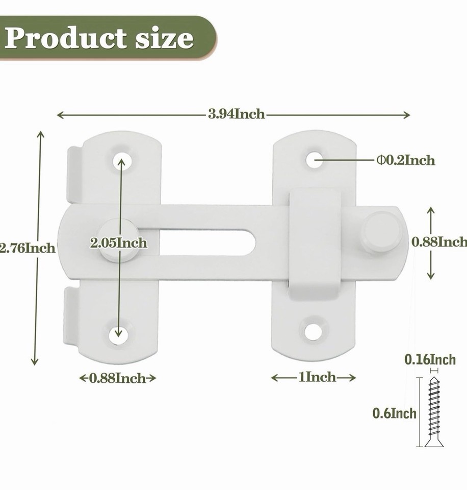 2pcs 4 inch Heavy Duty Stainless Steel Door Latch,Safety Gate Hardware ...