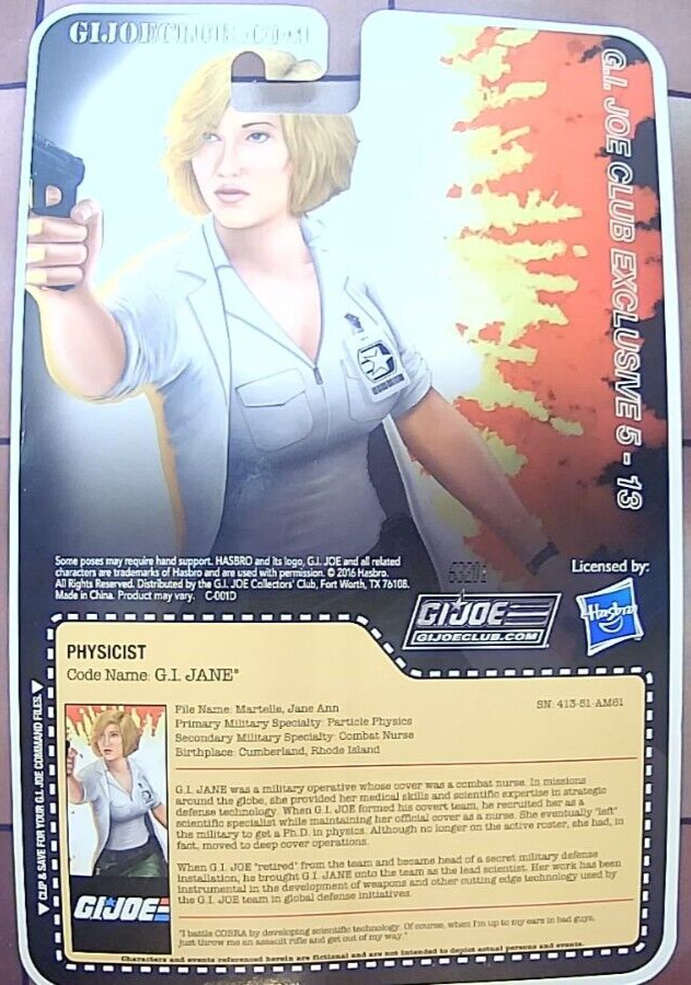 G.I Joe carded G.I. JANE (v2) Collectors' Club Figure Subscription ...