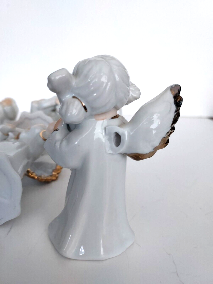 VTG 6 Trio Christmas Angels Musical Band Instruments Porcelain with ...