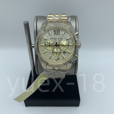 Michael Kors MK8579 Lexington Chronograph Gold Crystal Pave Quartz Men ...