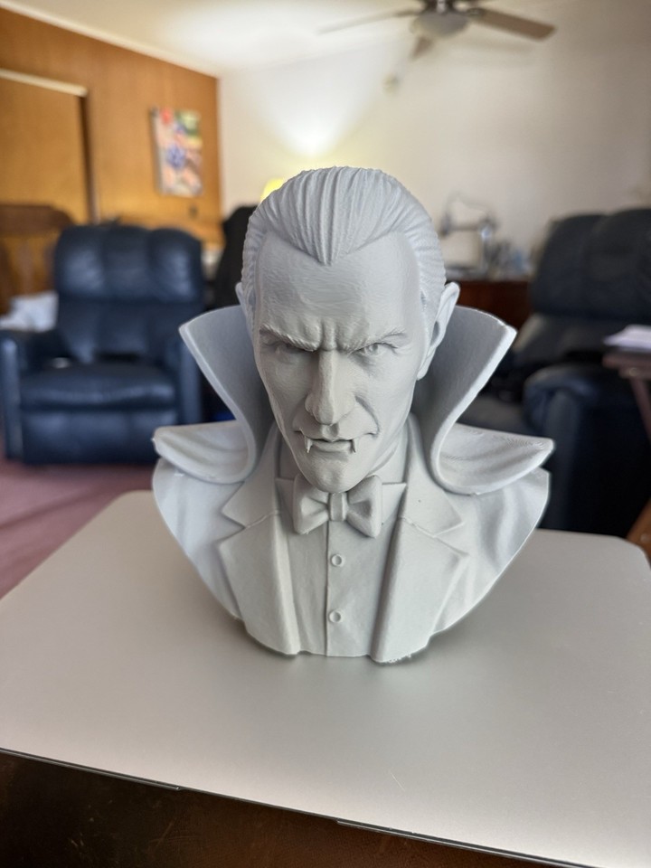 Dracula Bust 3D Printed 7” Marx Vampire. Gray. Can Make Any Monster ...