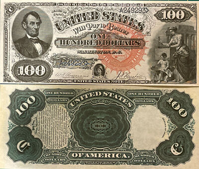 Reproduction $100 United States Note 1880 Lincoln Lg Red Seal Legal ...