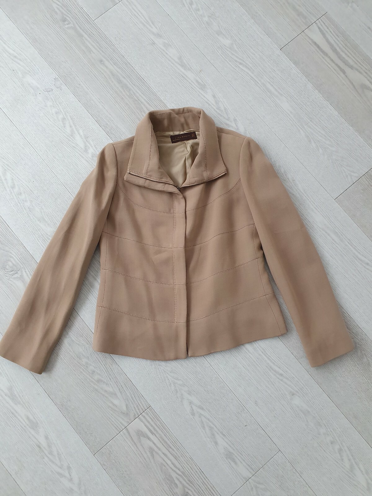 ZARA women's formal beige colour jacket 40% wool size M | eBay UK