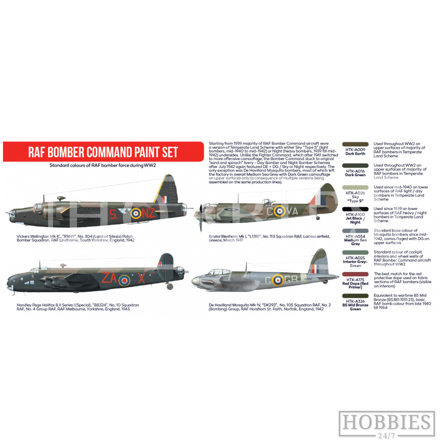 Hataka WW2 Plane Acrylic Paint Set Model Aviation Colour Scheme RAF ...