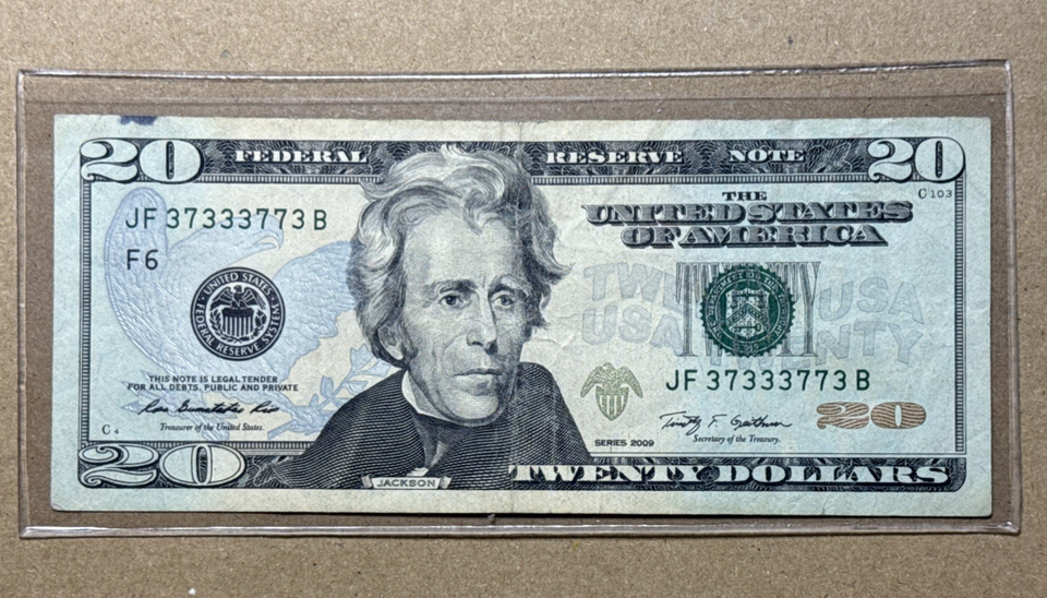 Twenty dollar bill note binary fancy serial number 3s and 7s | eBay
