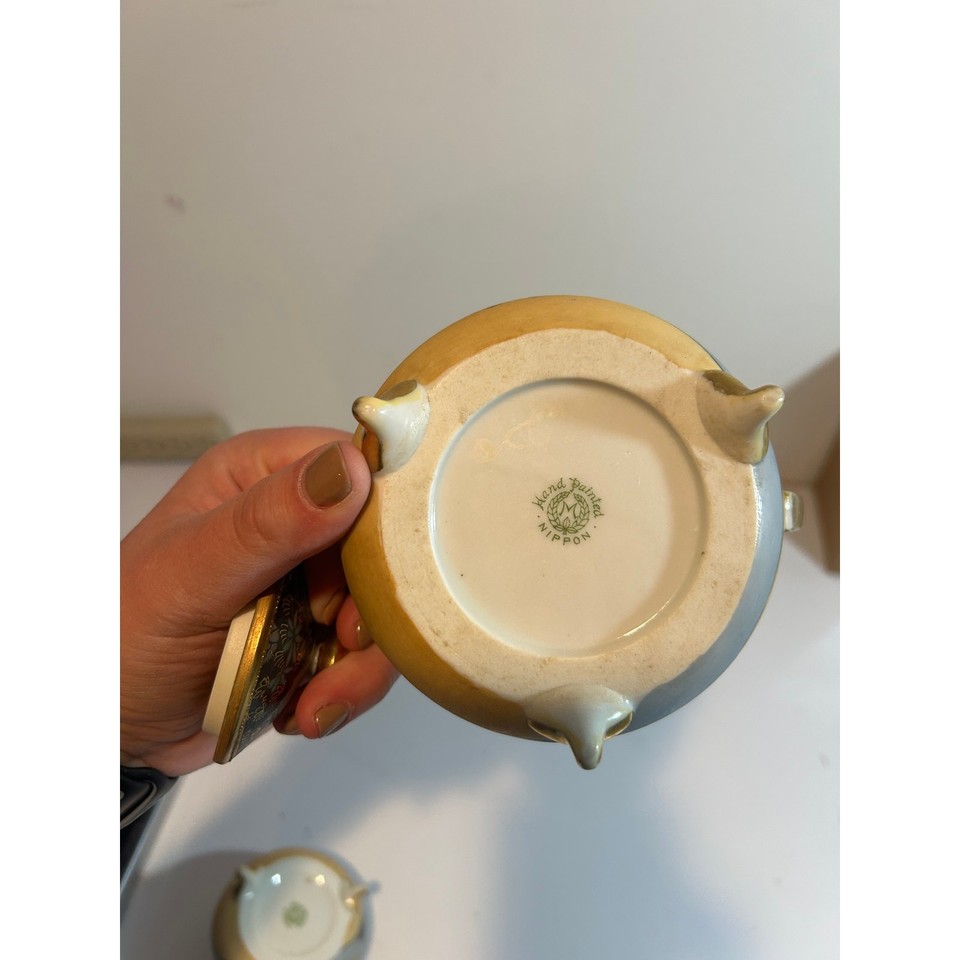 Vintage Noritake Nippon Hand Painted cream and sugar Jam Pot Art ...