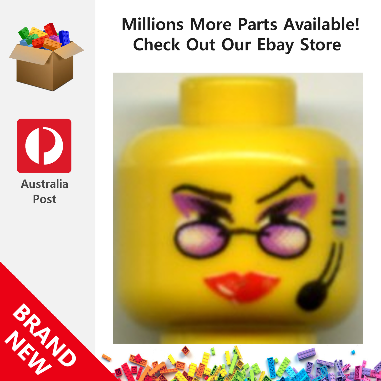 Genuine LEGO™ Yellow Minifigure Head Female Glasses Reading 3626 New ...