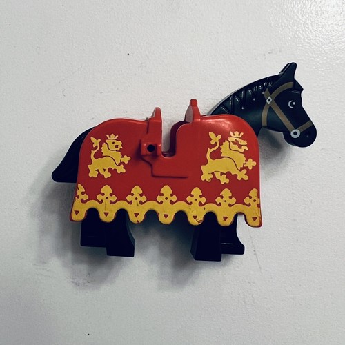 LEGO Black Horse (4493) and Red & Yellow Barding (2490 1-02) - Classic ...