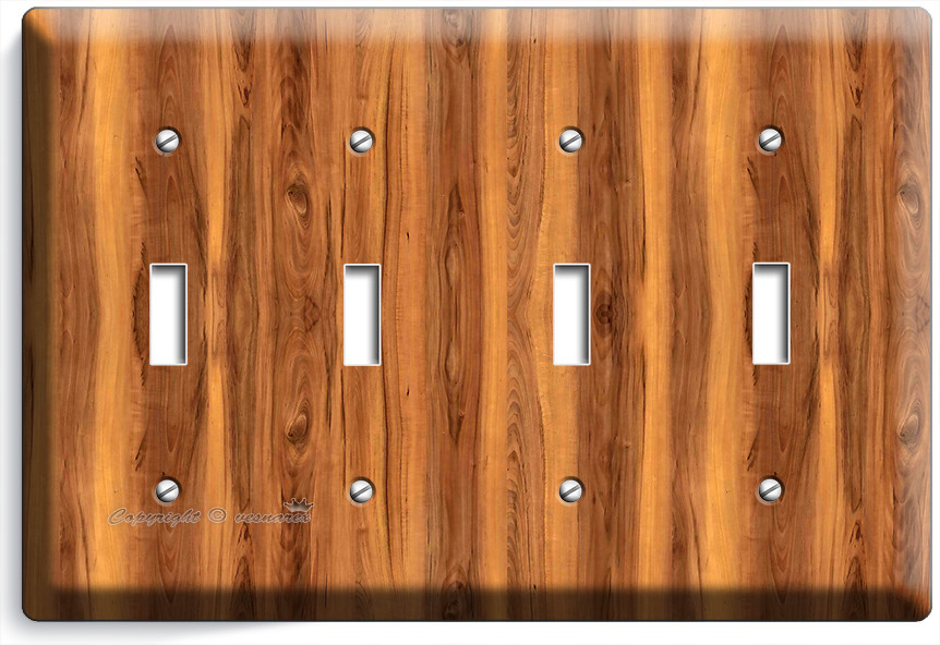 WALNUT WOOD GRAIN STYLE LIGHT SWITCH OUTLET WALL PLATE HOME OFFICE HD ...