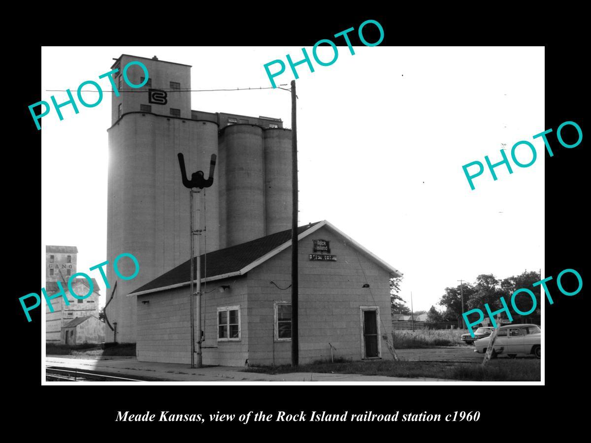OLD LARGE HISTORIC PHOTO OF MEADE KANSAS ROCK ISLAND RAILROAD DEPOT ...