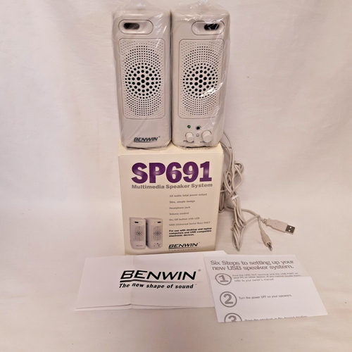 VINTAGE BENWIN SP691 BEIGE DESKTOP SPEAKERS, USB POWERED, SEALED NEW ...