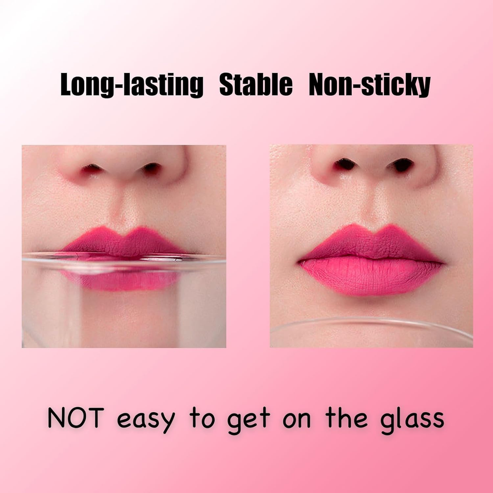 Velvet Matte Bright Hot Pink Liquid Lipstick, Waterproof Quick-Drying ...