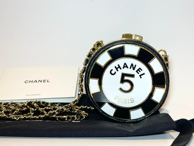 Authentic Chanel Poker Chip Minaudière X-Body Clutch/Black Lambskin ...
