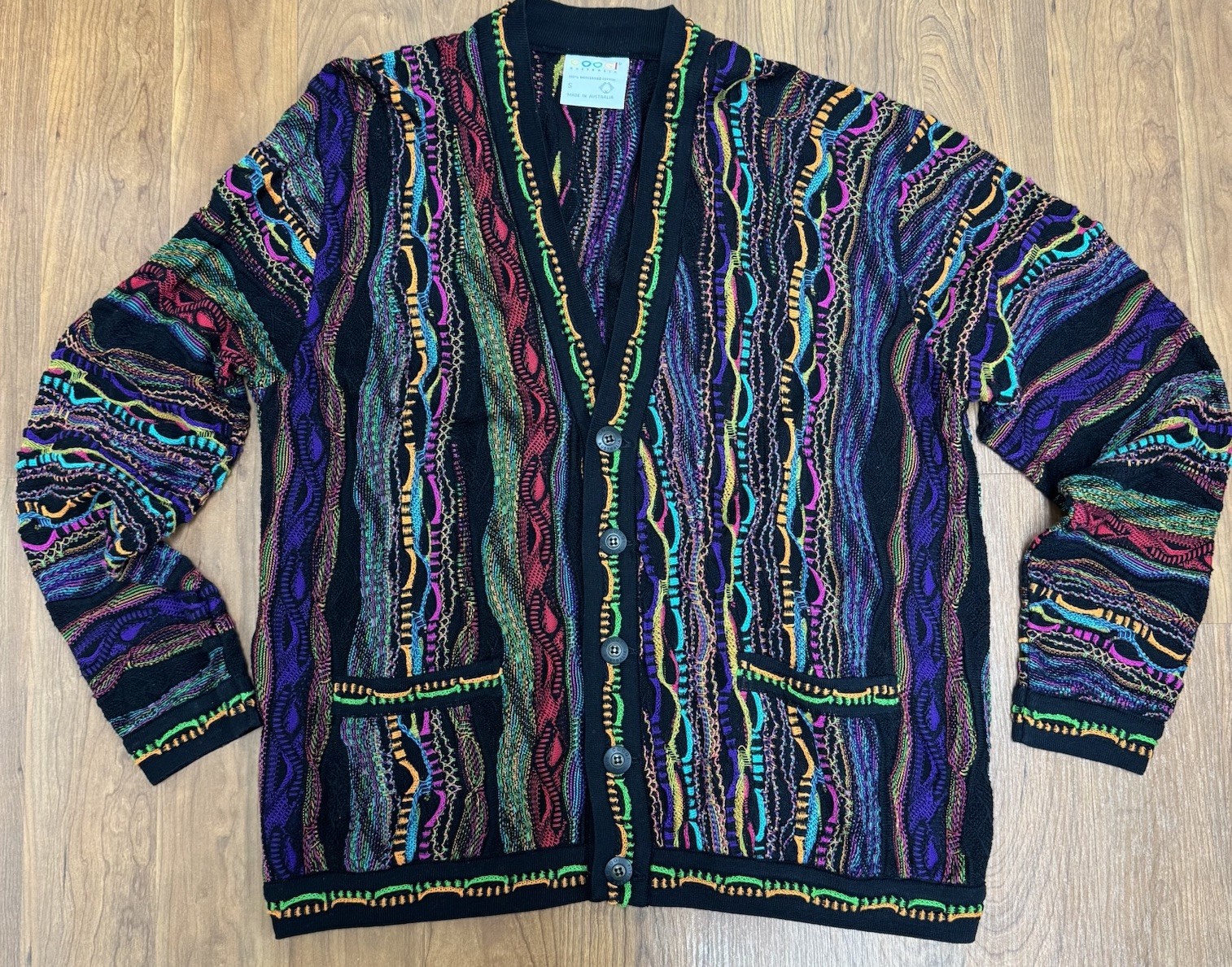 Vintage Coogi Australian Cardigan Sweater 5 Button Multicolor SZ Small ...