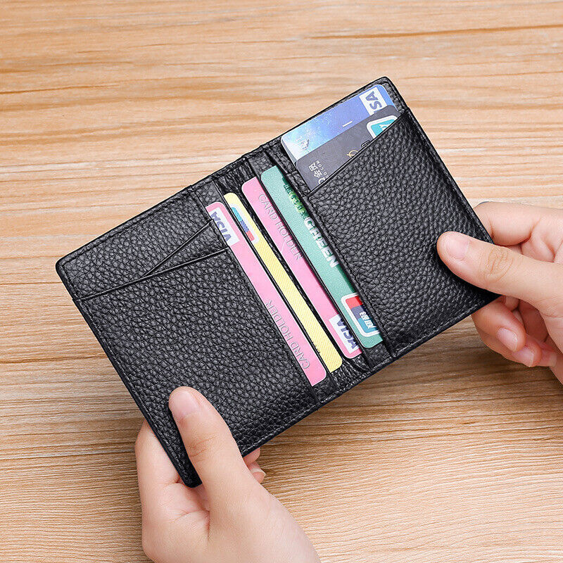 Slim Thin Mens Leather Bifold ID Wallet Credit Card Holder Driver's ...