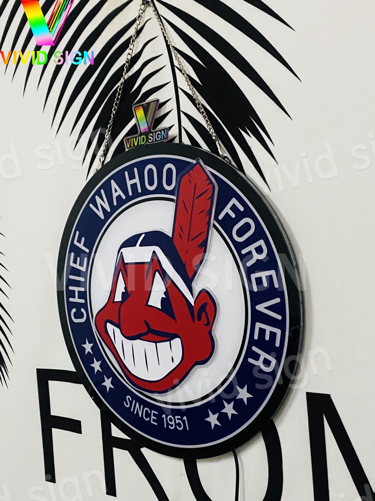 Cleveland Indians Chief Wahoo Forever 3D LED 16"x16" Neon Sign Light ...