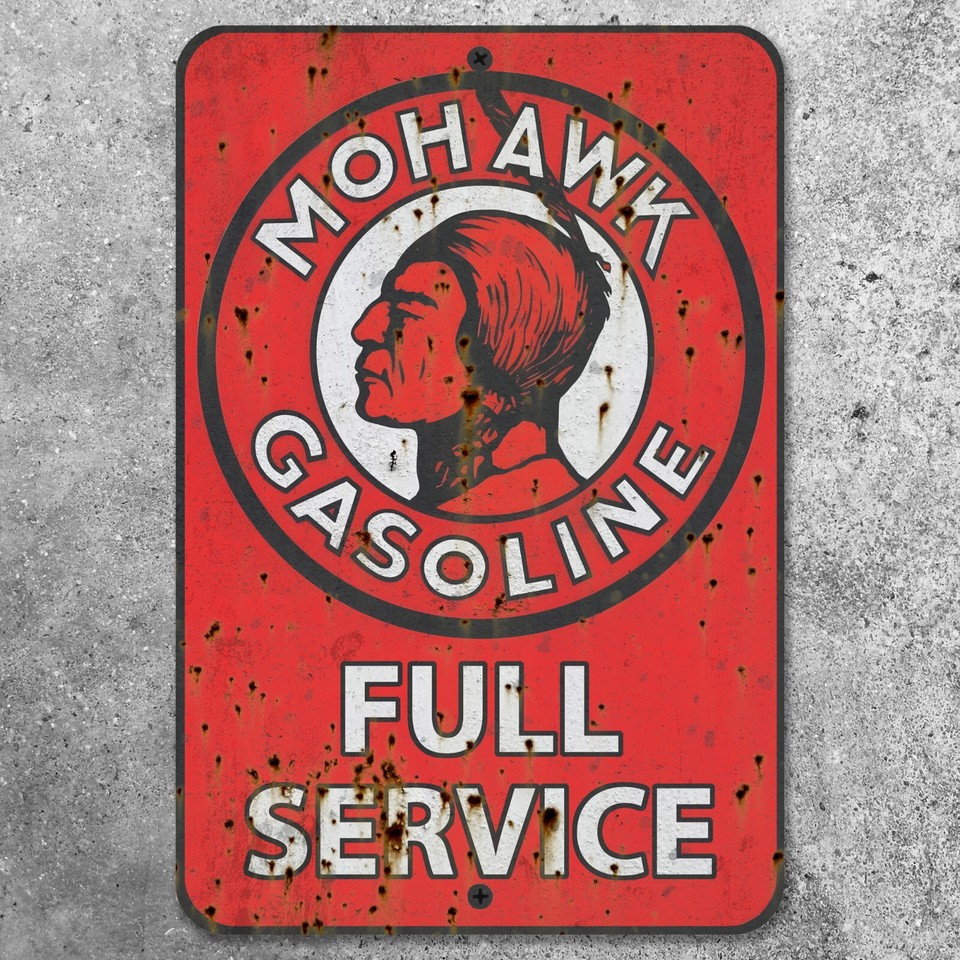 Mohawk Gasoline Metal Sign Vintage Antique Replica 8"x12" Gas Station ...