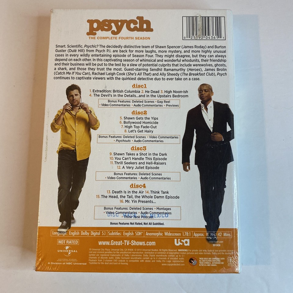 PSYCH: The Complete Fourth Season - 4-Disc DVD Set - Sealed, New ...