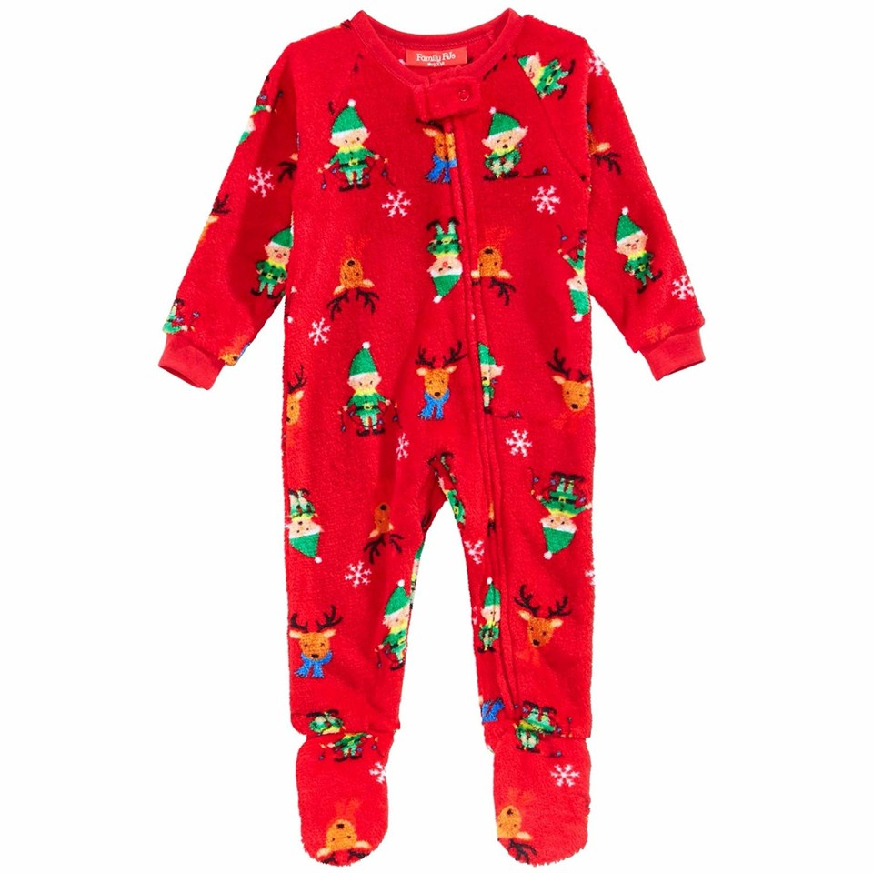 Family PJs Unisex Infant Matching Footed Pajamas Red Elf Footed 6 - 9 ...