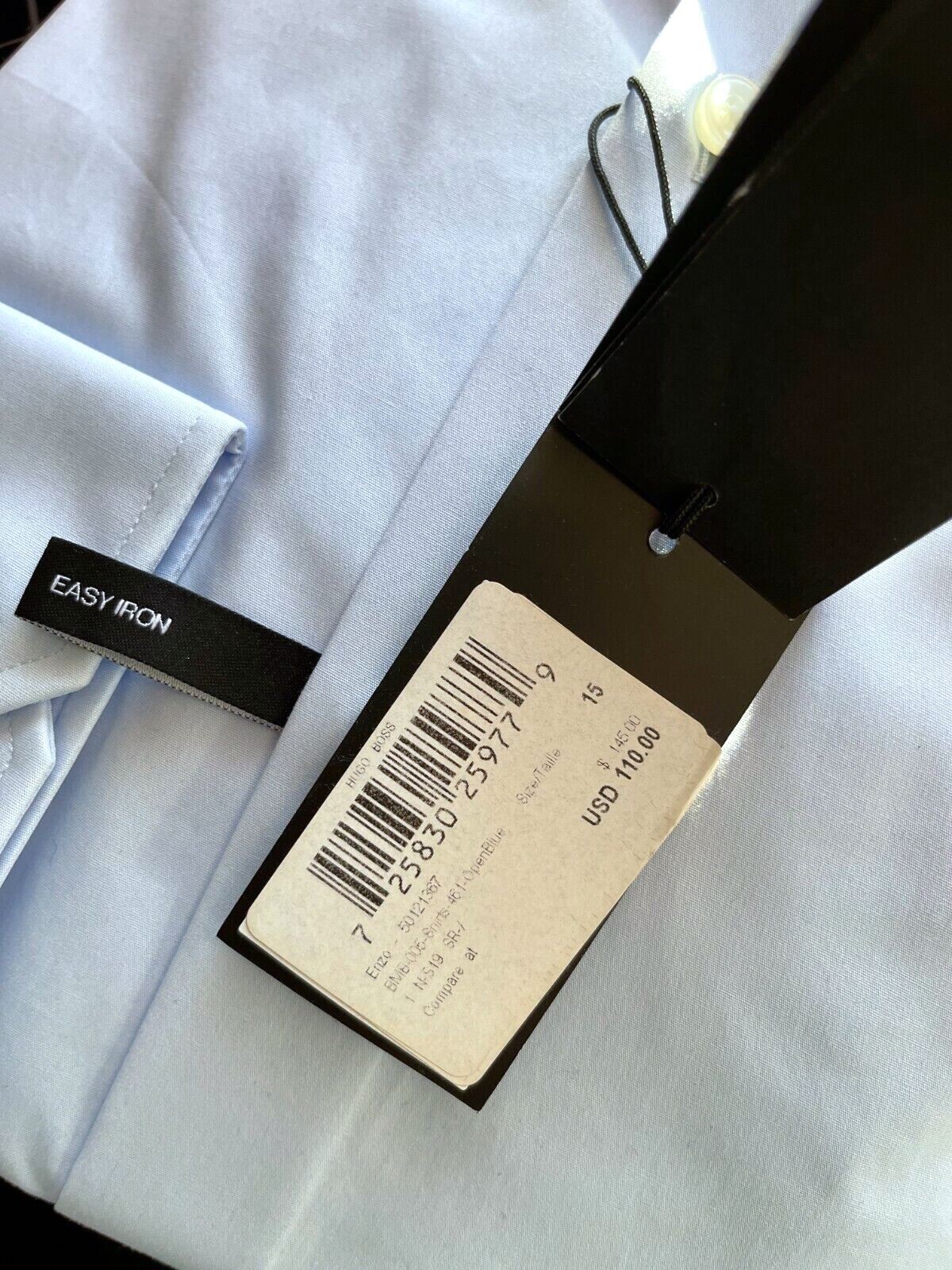 HUGO BOSS Homme Enzo Coupe Standard Facile Fer Ouvert Bleu Coton Robe ...