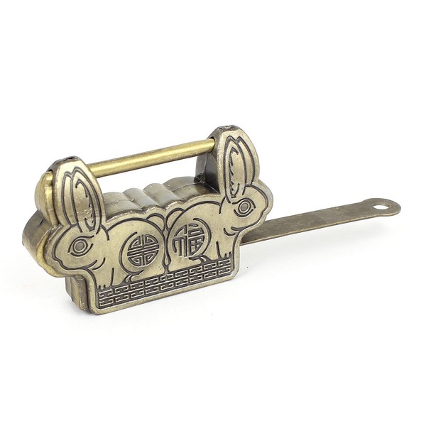 Cabinet Antique Style Rabbit Design Metallic Lock Padlock Bronze Tone w ...