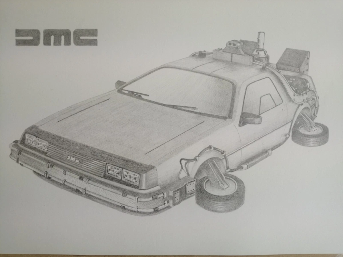 Back To The Future Delorean Flying Drawing