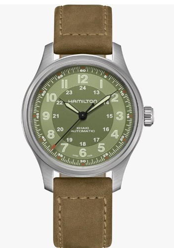 Hamilton Titanium Auto Khaki Field Automatic Green Dial Men's Watch ...