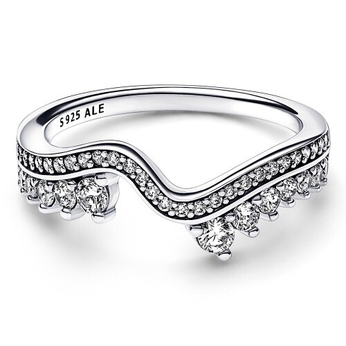 Funkelnde Asymmetrische Wellen Ring PANDORA 925 Sterllingsilber ...