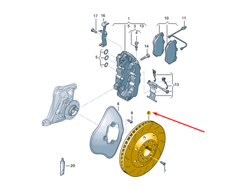 AUDI R8 4S Disque de frein ventilé en céramique avant gauche 4S0615301A ...
