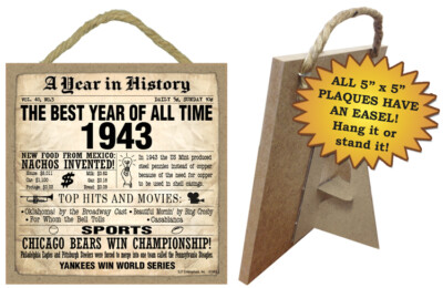 1943 A Year in History Birthday Fun Facts Sign Hang or Stand Great Gift ...