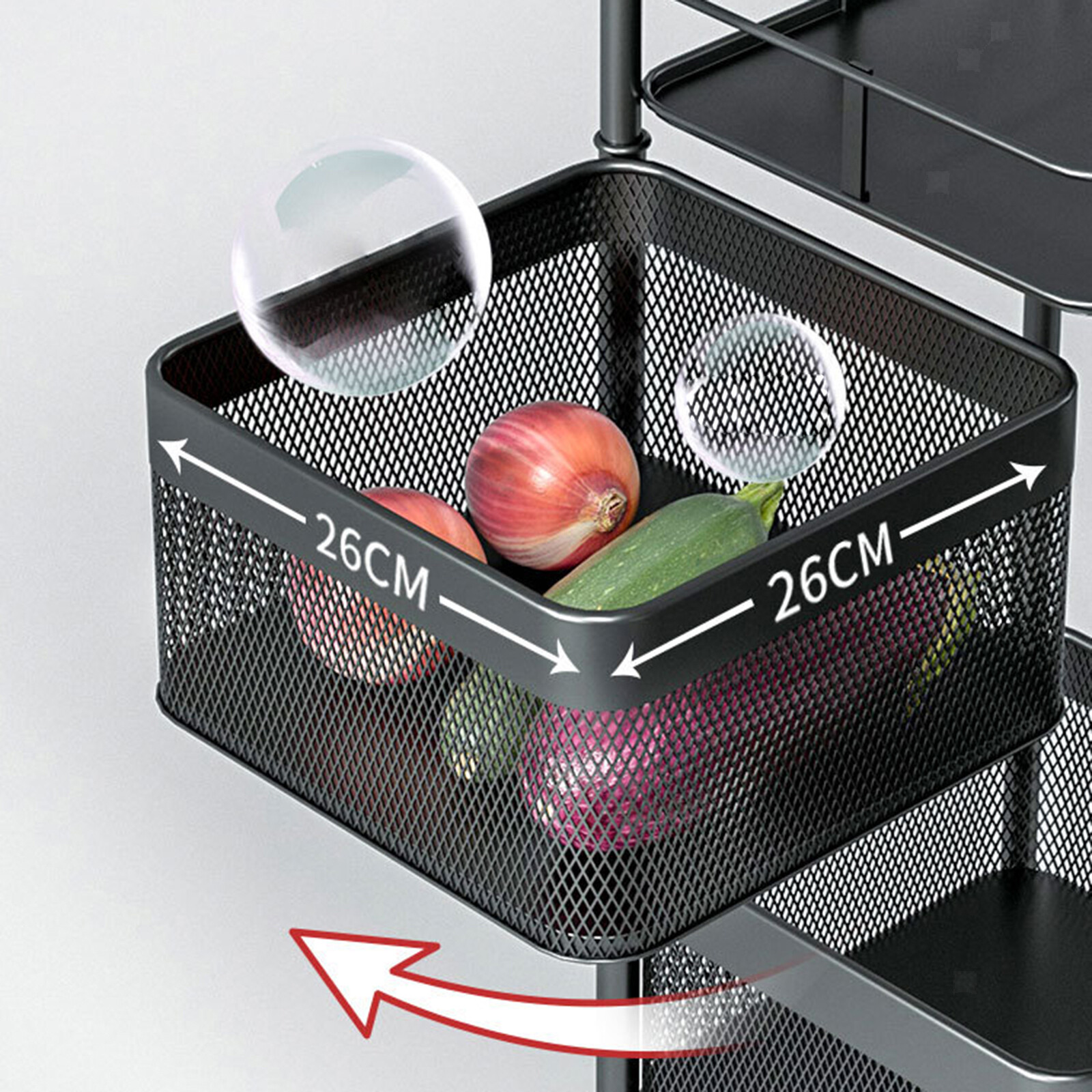 3 Tier Kitchen Storage Rack Snacks Books Shelf Cart Kitchen Salon Black ...