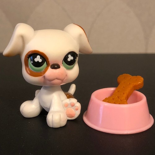 Authentic Littlest Pet Shop #738 Brown white boxer puppy dog clover ...