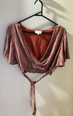 Luck And Trouble Top Striped With Tie -Crop Top | eBay Australia