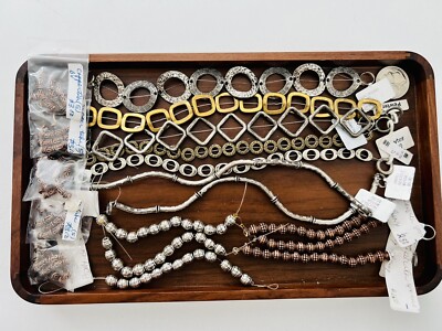 18 Pkgs New Old Stock Bead Store Inventory Pewter Beads Tubes Noodles ...