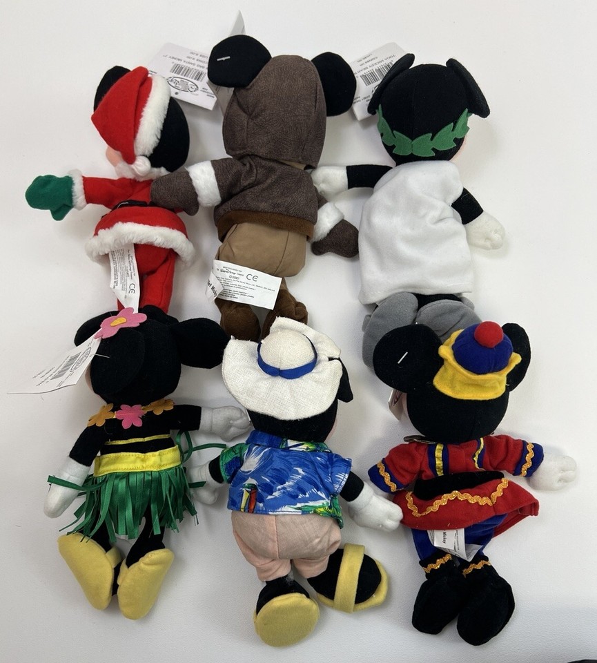Lot of 6 Disney Store Mickey Mouse & Minnie Mini Bean Bags Plush ...
