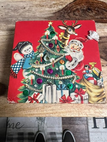 Vintage Mini Christmas Card Box with Tiny Handmade Pinecone Wreath | eBay
