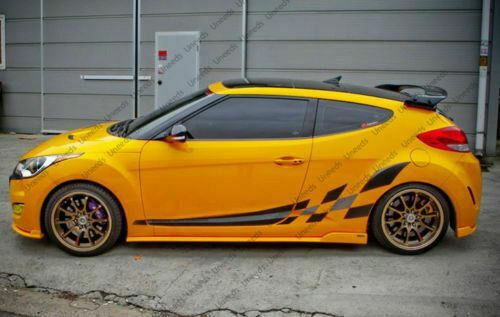 For Hyundai Veloster 2012-2017 MOD Style Unpainted Black Side Skirts ...