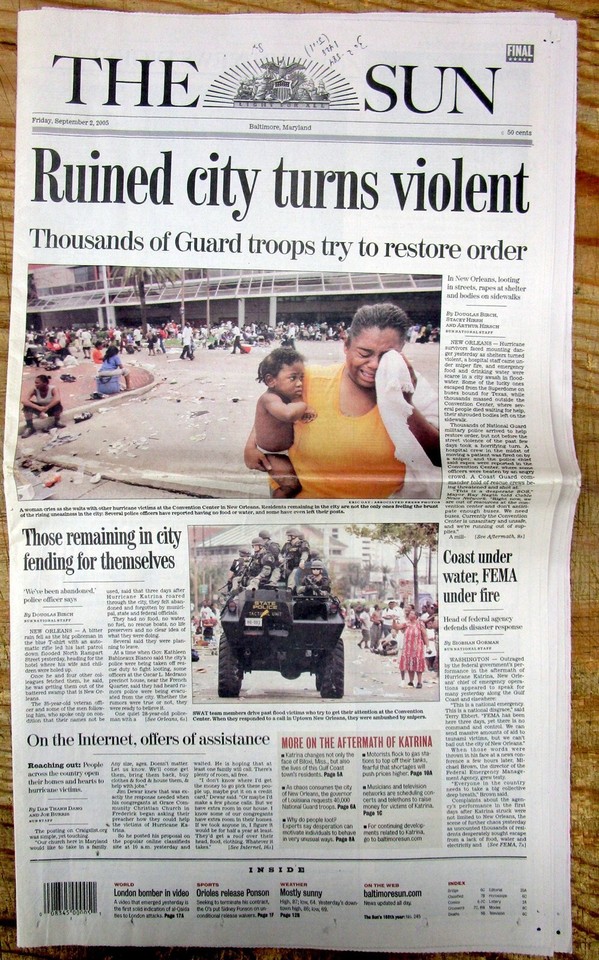 4 2005 newspapers HURRICANE KATRINA Disaster DEVASTATES NEW ORLEANS ...