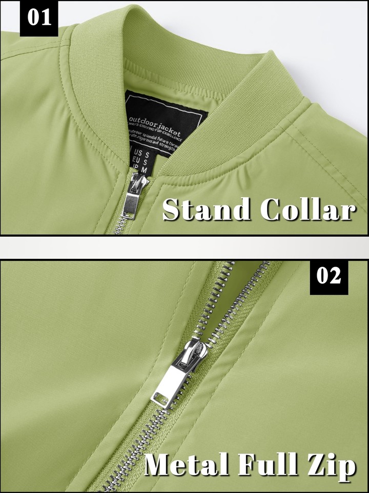 Men's Lightweight Bomber Jacket Baseball Coat Full-Zip Casual Spring ...